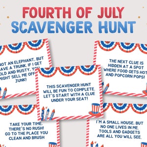 July 4th Scavenger Hunt, Printable 4th of July Treasure Hunt for Kids ...