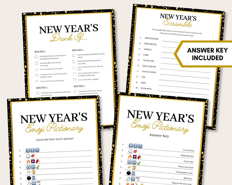 New Years Party Game Bundle New Years Eve Party Games - Etsy