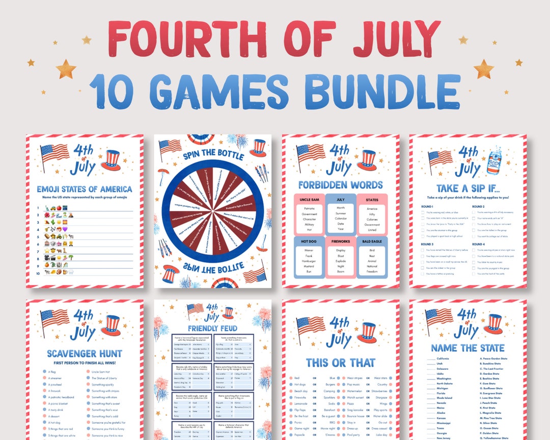 4th of July Games Bundle, Printable Fourth of July Party Games, July ...