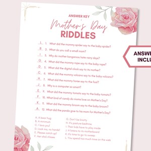Mothers Day Riddles, Mothers Day Game, Mothers Day Printable Game ...
