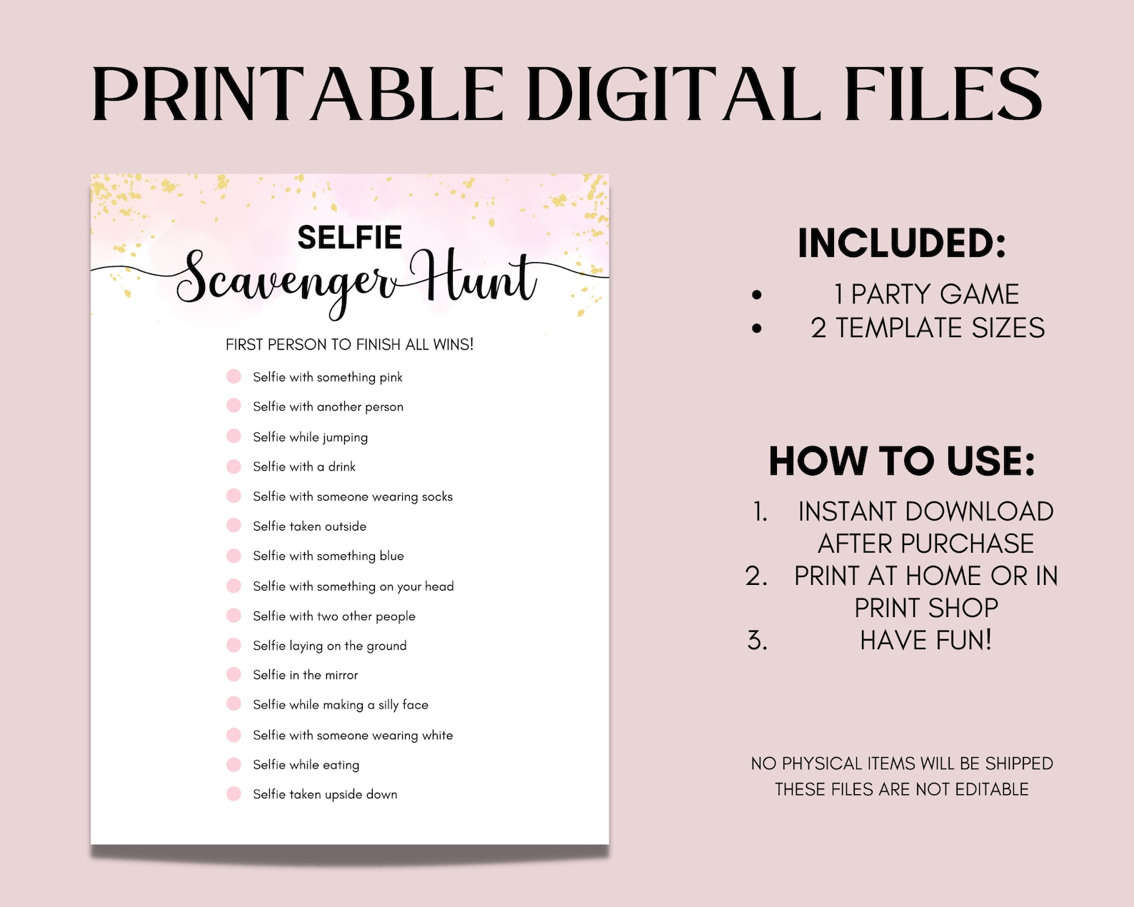 Selfie Scavenger Hunt Girls Birthday Party Games Slumber - Etsy