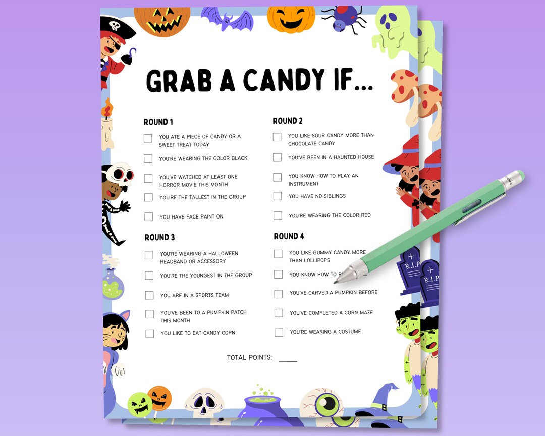 Halloween Grab Candy If Game, Halloween Party Game, Halloween Printable ...