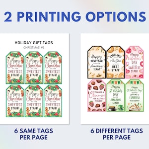 24 Employee Holiday Gift Tag Bundle, Employee Appreciation Gift Tags ...