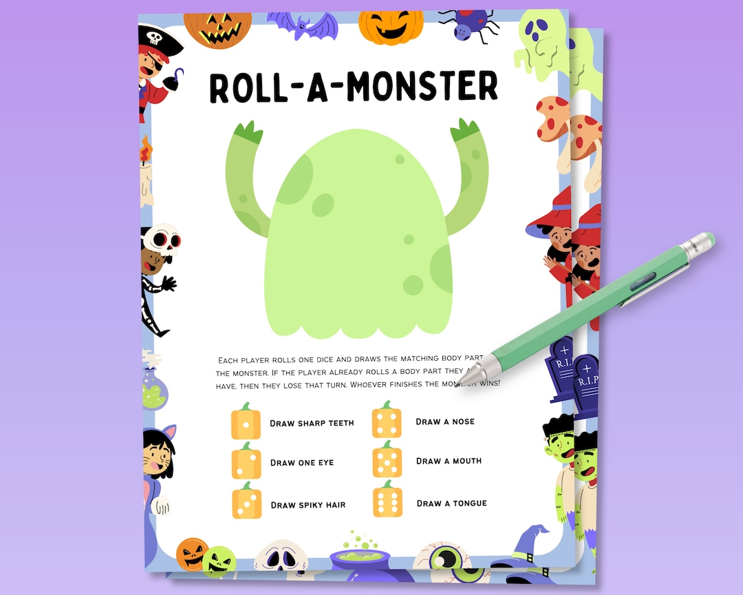Halloween Roll A Monster Game, Halloween Dice Game, Halloween Candy ...