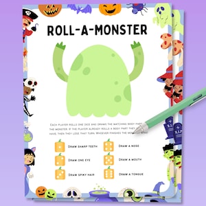 Halloween Roll A Monster Game, Halloween Dice Game, Halloween Candy ...
