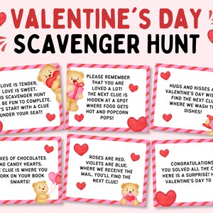 Valentines Day Scavenger Hunt, Valentines Day Treasure Hunt Clues ...