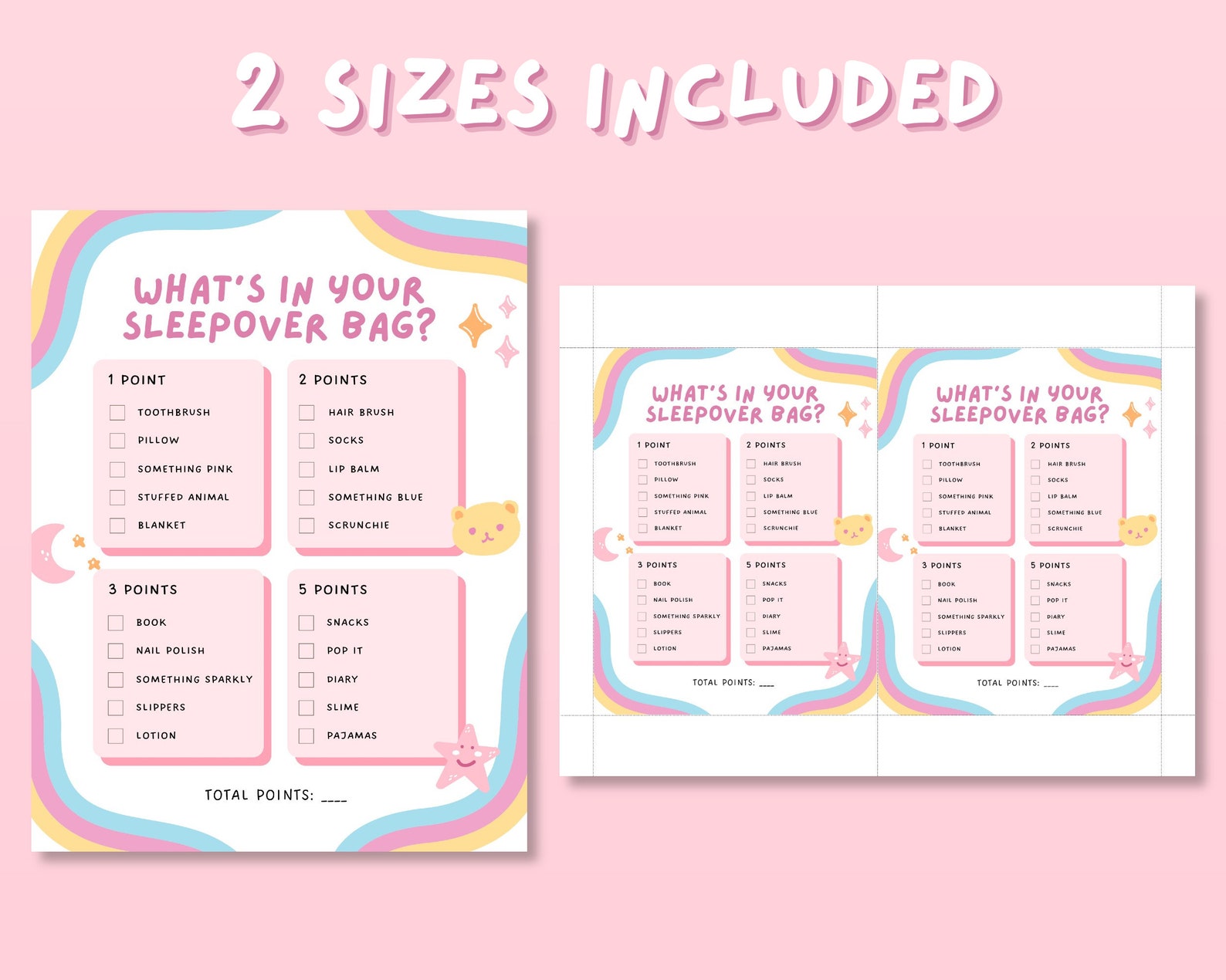 Whats in Your Sleepover Bag Slumber Party Games Teen/preteen - Etsy
