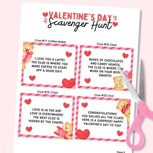 Valentines Day Scavenger Hunt, Valentines Day Treasure Hunt Clues ...