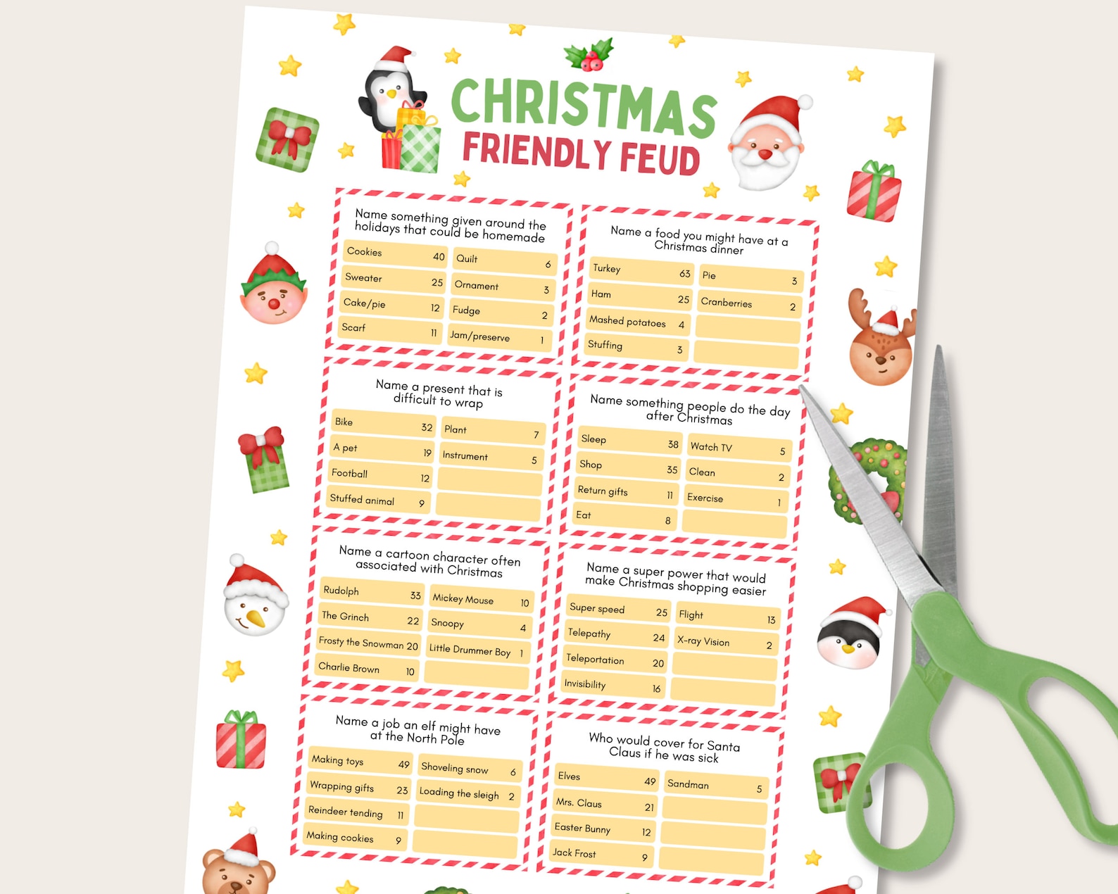 Christmas Friendly Feud Holiday Family Feud Game Christmas - Etsy