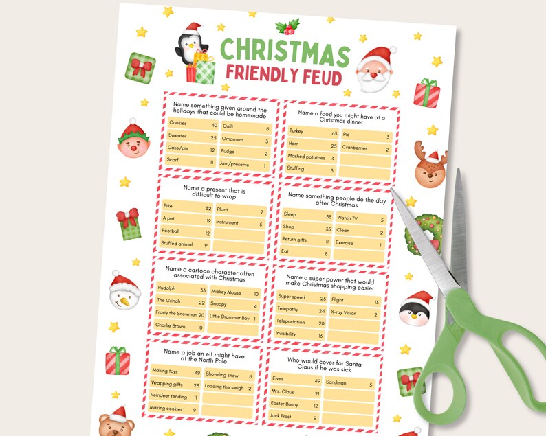 Christmas Friendly Feud, Holiday Family Feud Game, Christmas Trivia ...