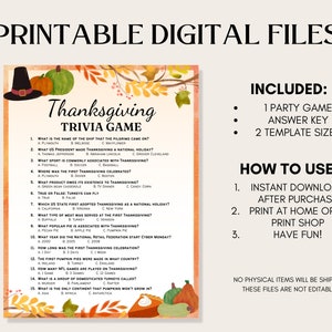 Thanksgiving Trivia Game, Thanksgiving Trivia Quiz for Kids ...