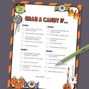 Halloween Grab Candy If Game, Halloween Party Game, Halloween Printable ...