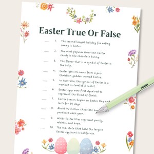 Easter True or False, Easter Trivia Quiz, Easter Activity for Kids ...