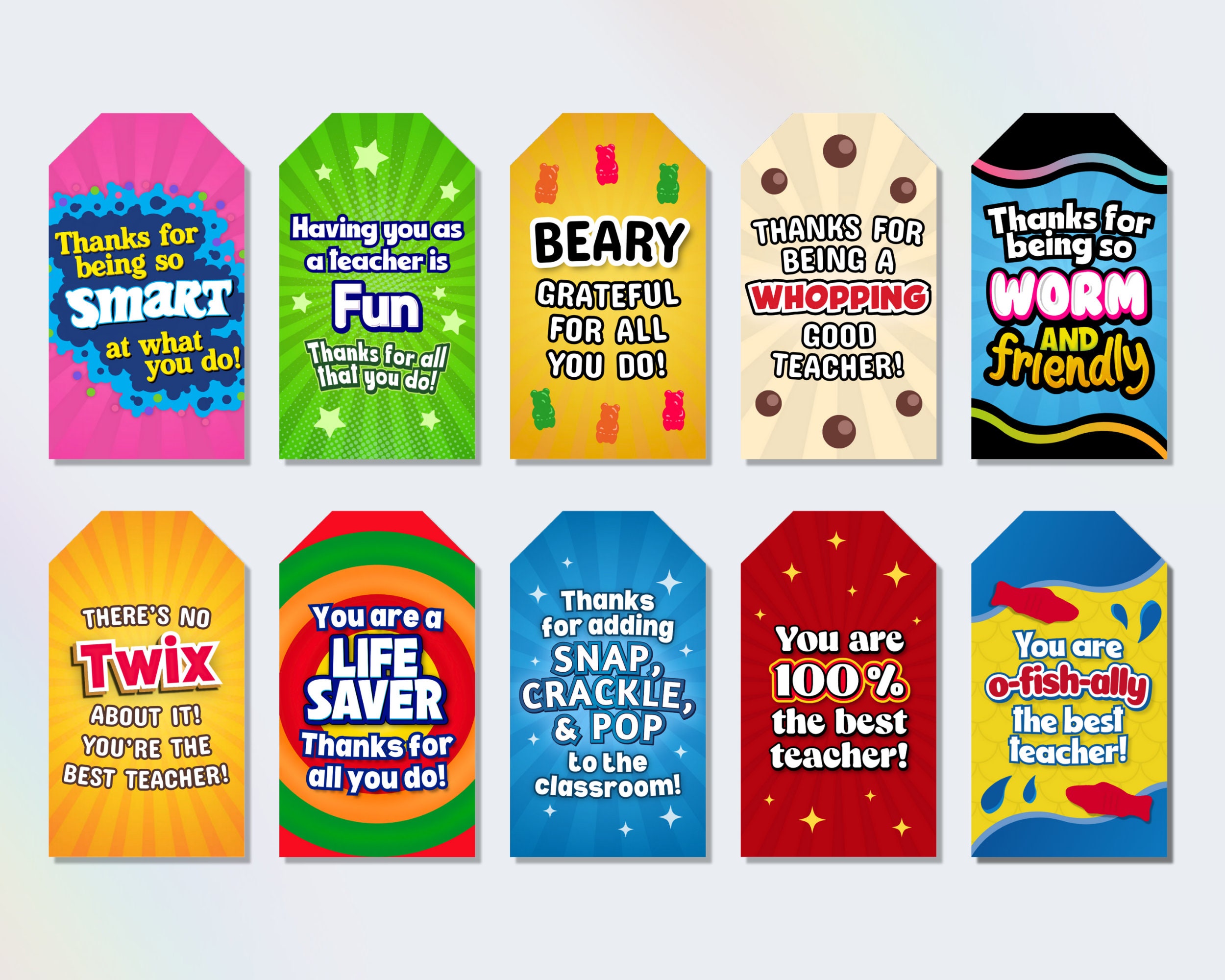 Teacher Appreciation Candy Gift Tags, Thank You Teacher Gift Tag for ...