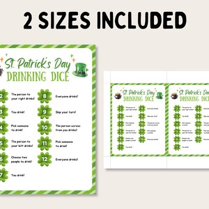 St Patrick's Day Drinking Dice Game, Adults St Patricks Day Drinking ...