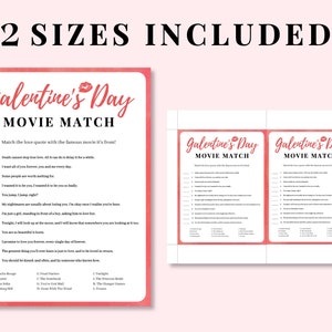 Galentines Day Movie Match Game, Galentines Day Party Game, Valentines ...