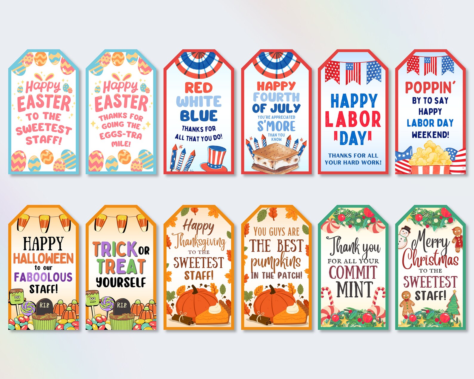 24 Employee Holiday Gift Tag Bundle Employee Appreciation - Etsy