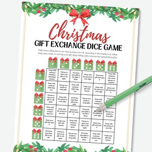 Christmas Dice Gift Exchange Game, Christmas Pass the Present Game ...