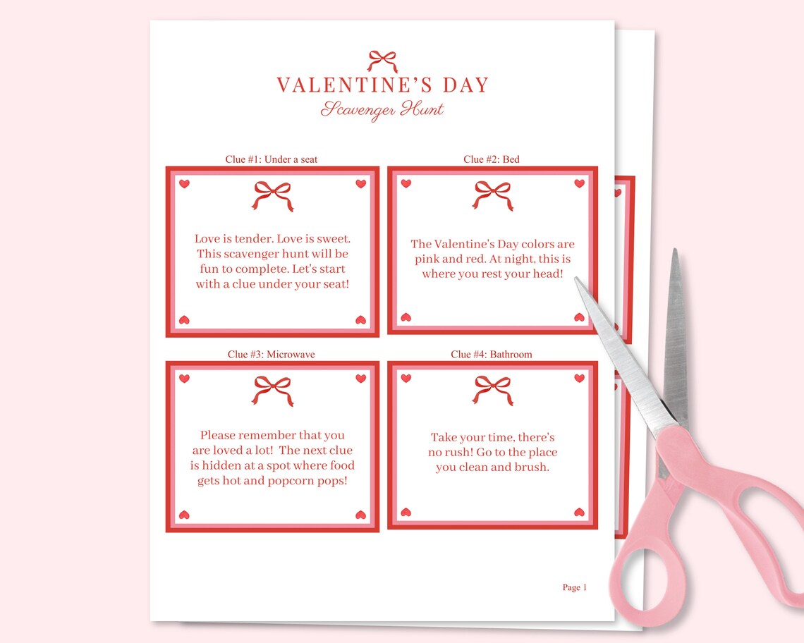 Adult Valentines Day Scavenger Hunt, Valentines Day Treasure Hunt Clues ...