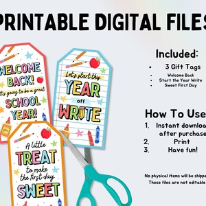 Printable Back to School Gift Tags, Gift Tags for Student First Day of ...