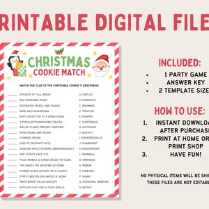 Christmas Cookie Quiz, Christmas Cookie Match Game, Christmas Trivia ...