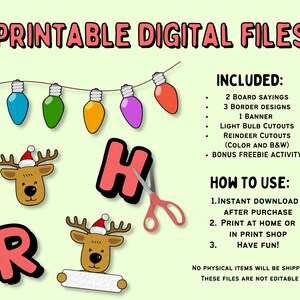 Christmas Reindeer Bulletin Board Kit, Christmas Classroom Decor Bundle ...