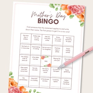 Mothers Day Bingo, Mother Day Printable Game, Mother Day Party Game ...