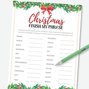 Christmas Finish the Phrase Game, Holiday Party Game, Christmas Family ...