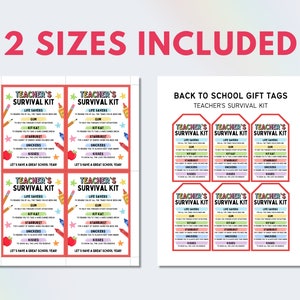 Teachers Survival Kit Gift Tag, Teacher Appreciation Gift Tag, Back to ...