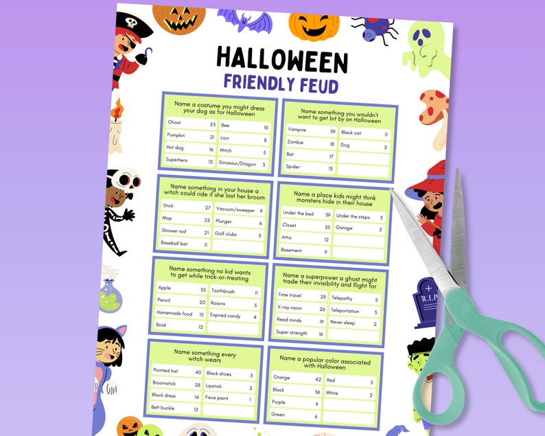 Halloween Family Feud Game Halloween Family Game Halloween - Etsy