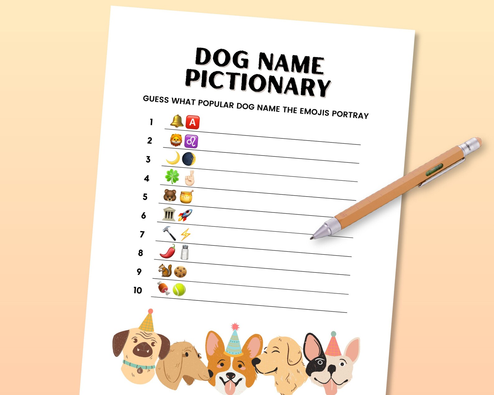 Dog Name Pictionary Dog Birthday Party Game Puppy Pawty Dog - Etsy