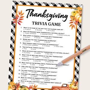 Thanksgiving Trivia Quiz, Thanksgiving Trivia Game, Thanksgiving Party ...