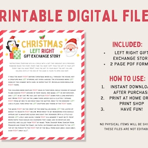 Christmas Left Right Game, Gift Exchange Game, Christmas Left Right ...