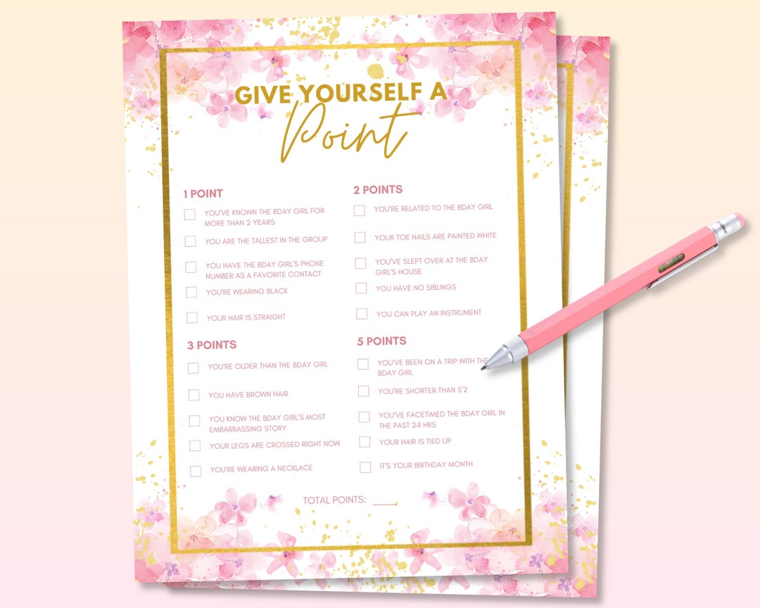 Give Yourself a Point, Sweet 16 Birthday Party Game, Rose Gold Theme ...
