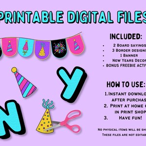 New Years Bulletin Board Kit, New Year January Bulletin Board Decor ...