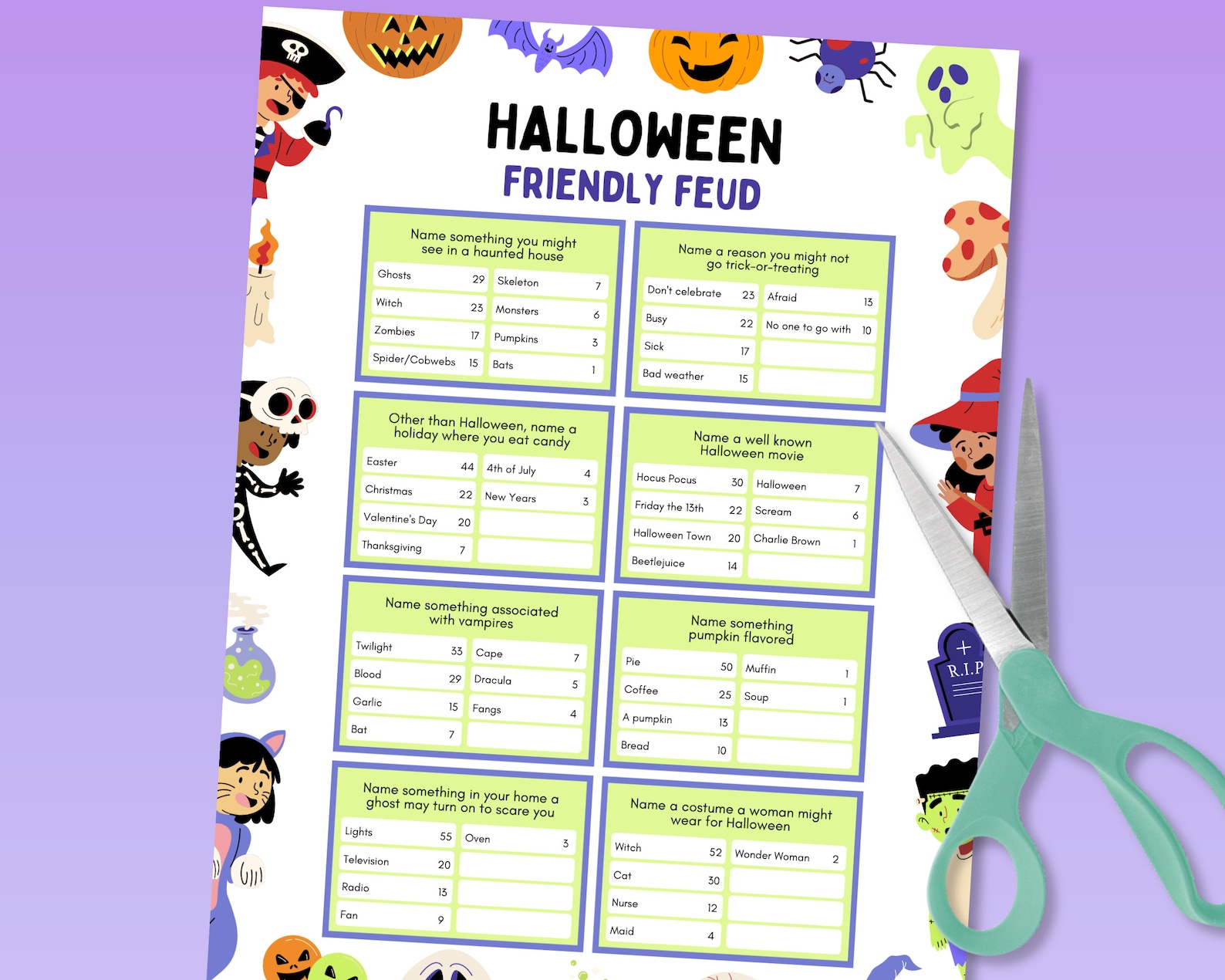 Halloween Family Feud Game Halloween Family Game Halloween - Etsy