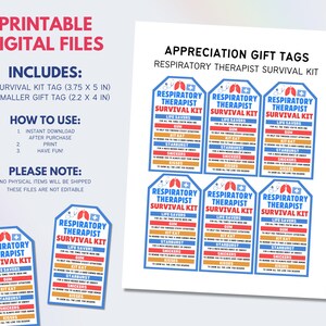 Respiratory Care Week Gift Tag, Respiratory Therapist Survival Kit Tag, Respiratory Care ...