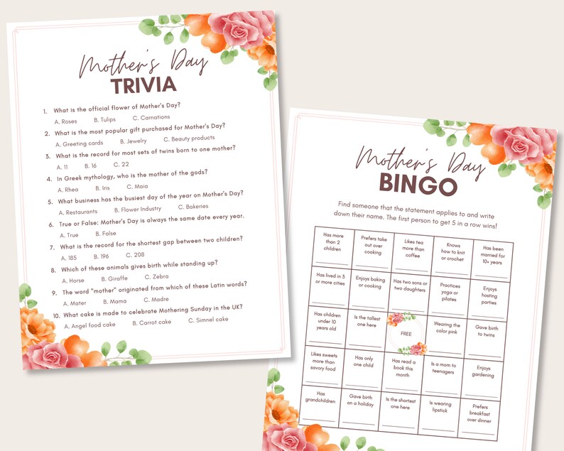 Mothers Day Game Bundle, Mothers Day Party Game, Printable Mother Day ...