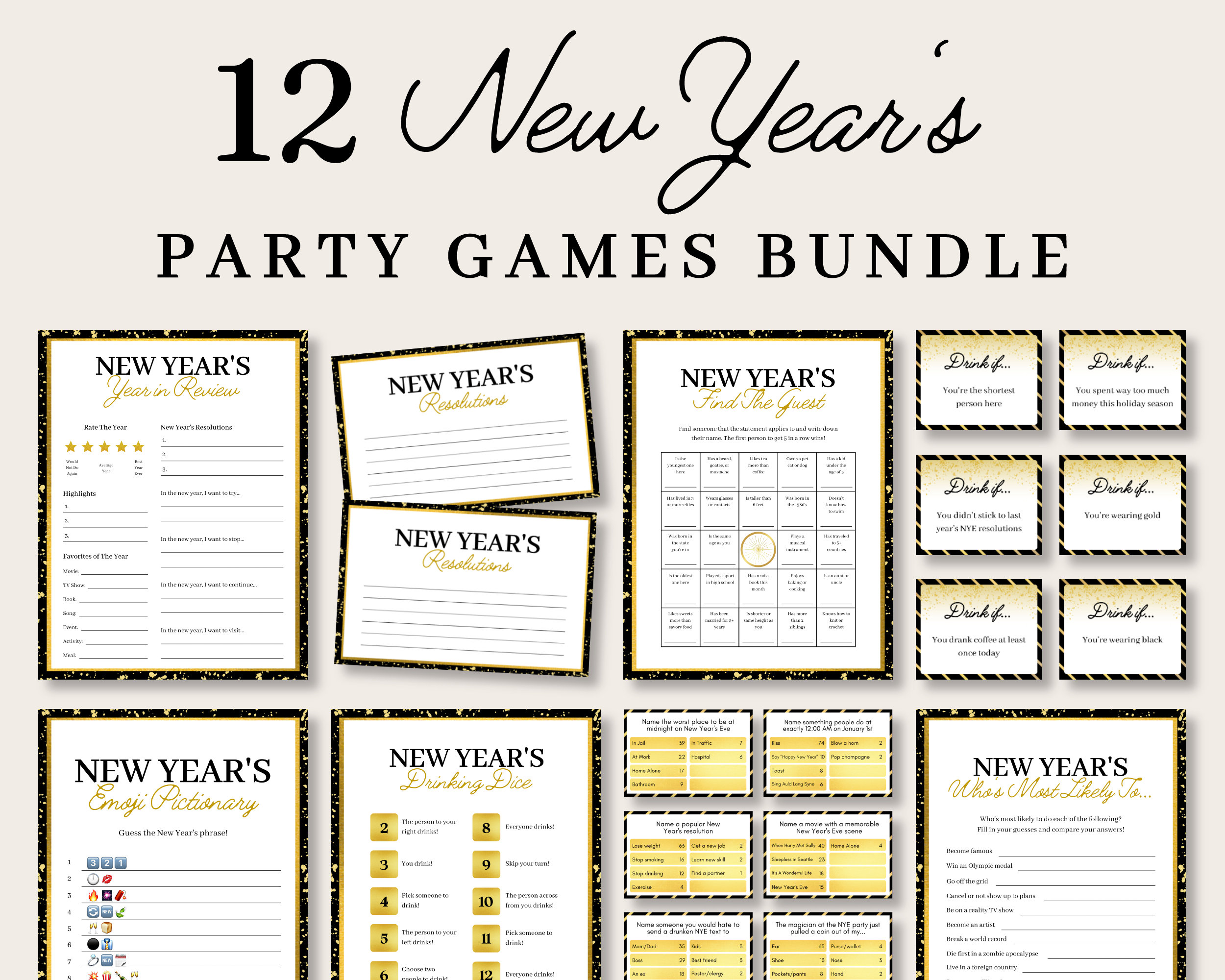 New Years Party Game Bundle New Years Eve Party Games - Etsy