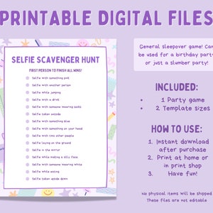 Selfie Scavenger Hunt, Girls Birthday Party Games, Slumber Party Games ...