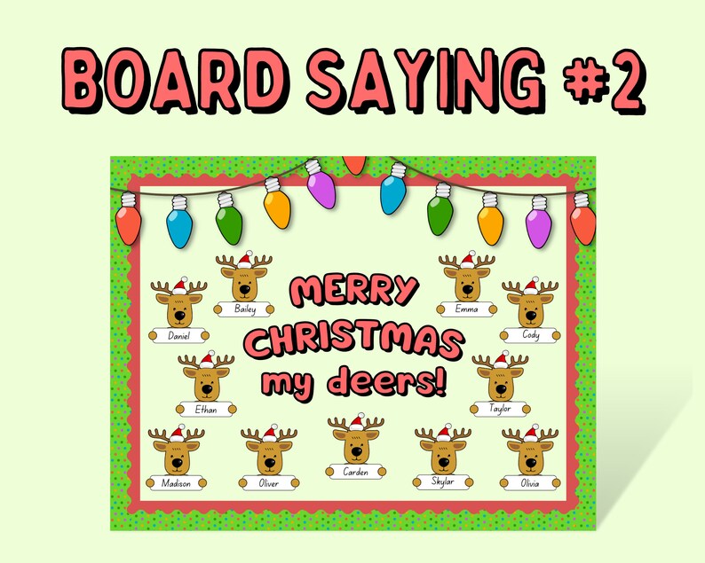 Christmas Reindeer Bulletin Board Kit Christmas Classroom - Etsy