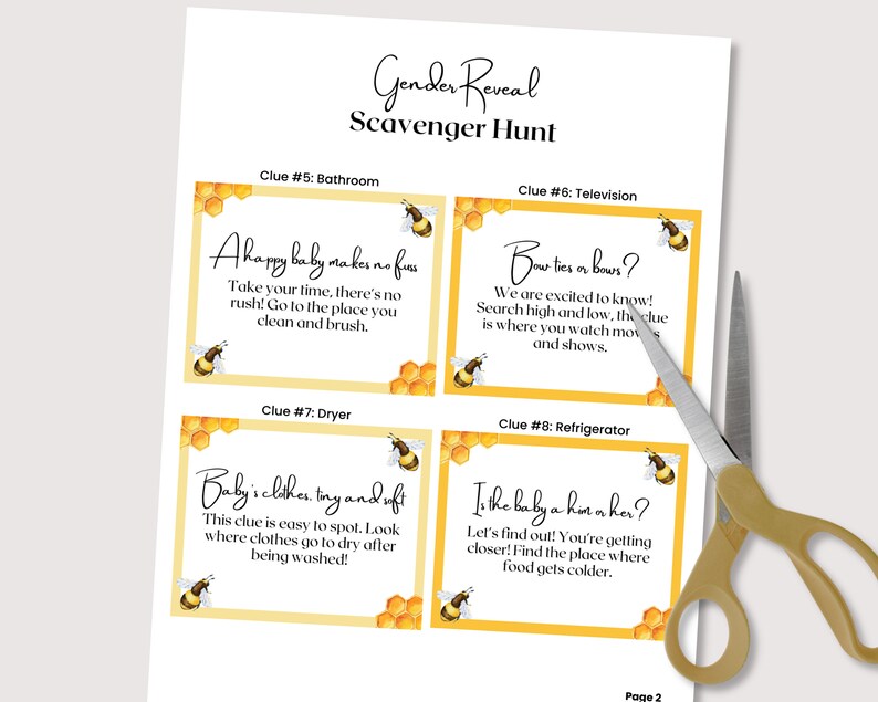 Bee Gender Reveal Scavenger Hunt Bee Gender Reveal Hunt - Etsy