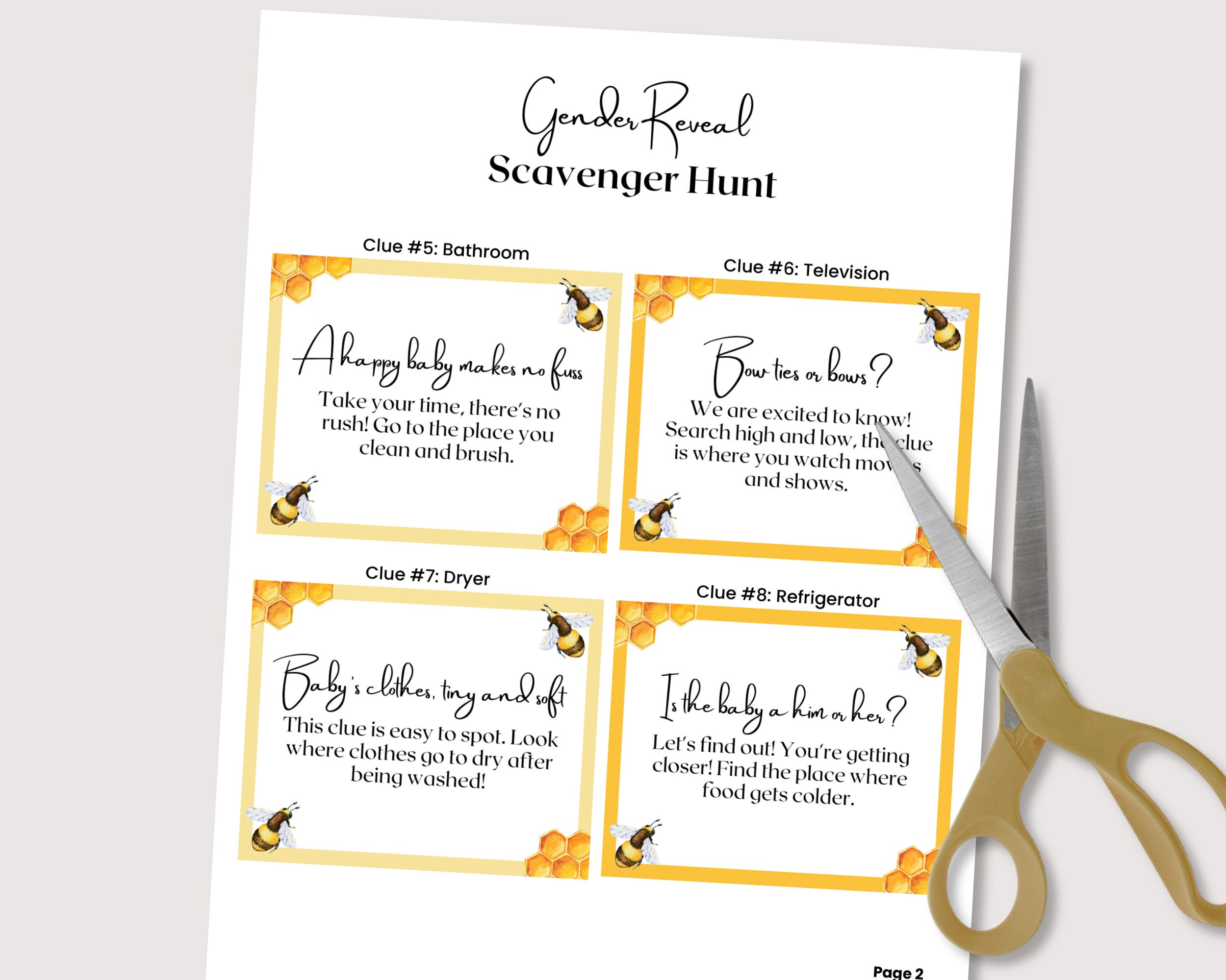 Bee Gender Reveal Scavenger Hunt Bee Gender Reveal Hunt - Etsy Australia