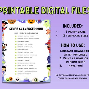 Halloween Selfie Scavenger Hunt, Halloween Printable Game, Halloween ...