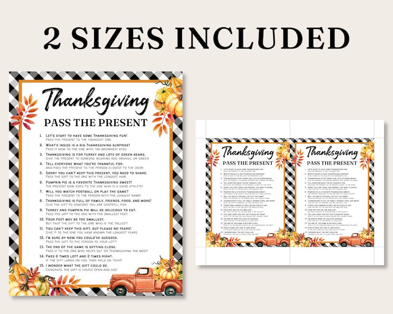 Thanksgiving Pass the Present Game, Thanksgiving Party Game ...