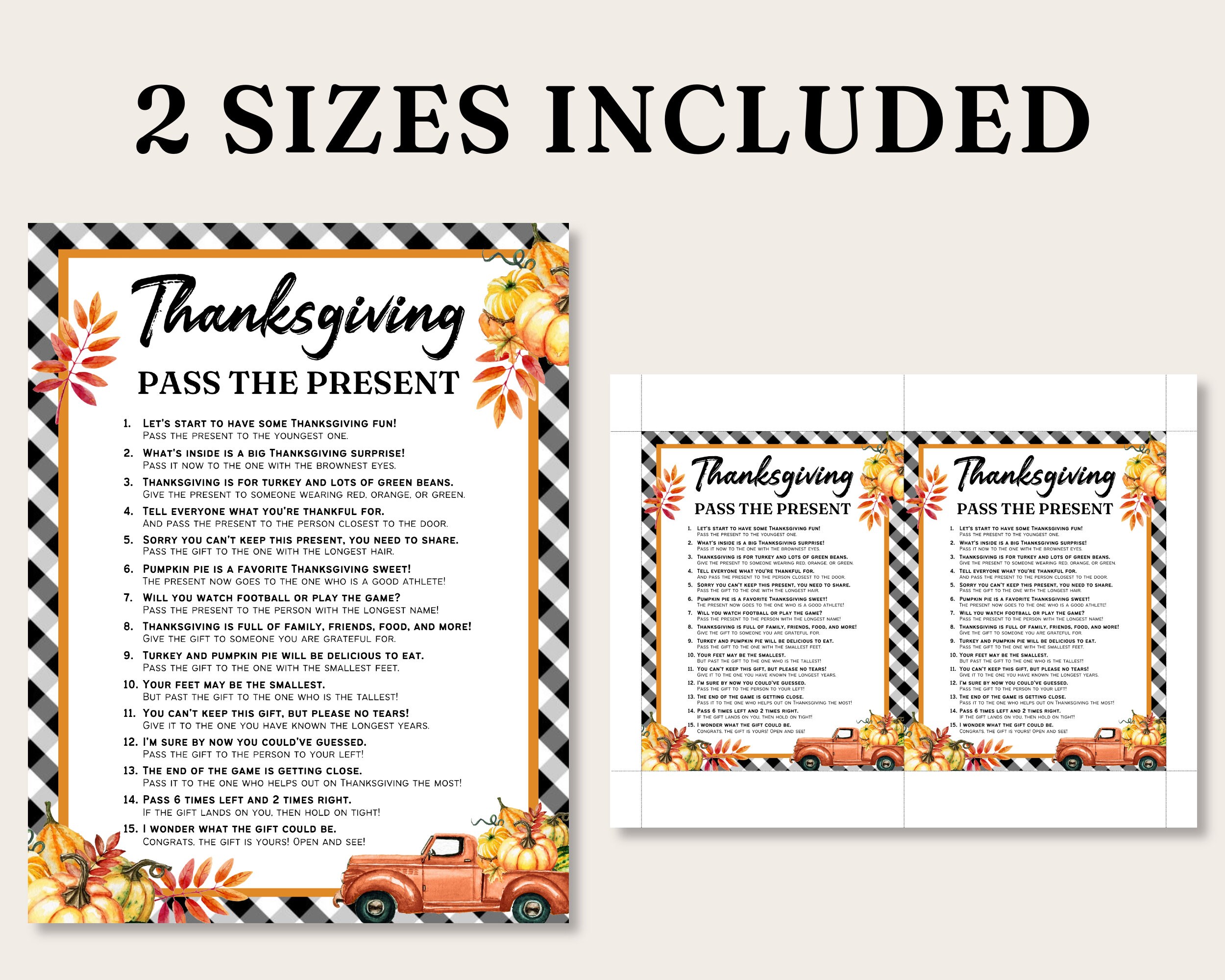 Thanksgiving Pass the Present Game, Thanksgiving Party Game ...