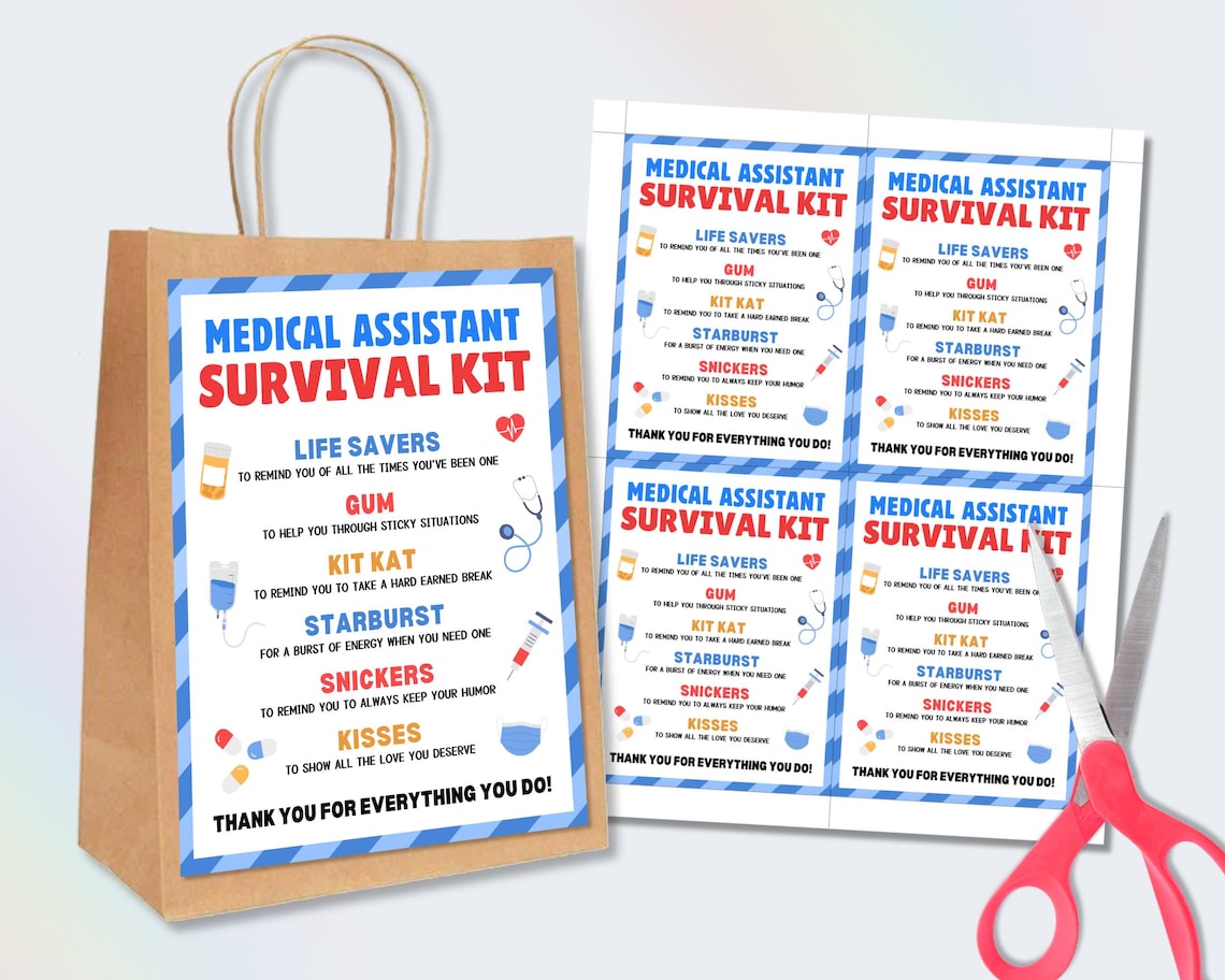 Medical Assistant Appreciation Gift Tag, MA Survival Kit Tag, MA ...