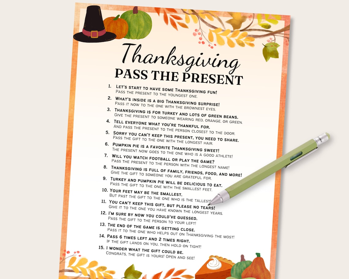 Thanksgiving Pass the Present Thanksgiving Pass the Gift - Etsy