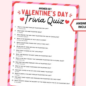 Valentines Day Trivia Game, Valentine Day Party Game for Kids ...