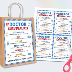 Doctor Survival Kit Gift Tag, Thank You Doctor Tag, National Doctors ...